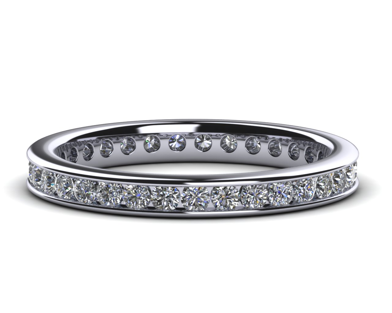Platinum Round Diamond Channel Set Eternity Band