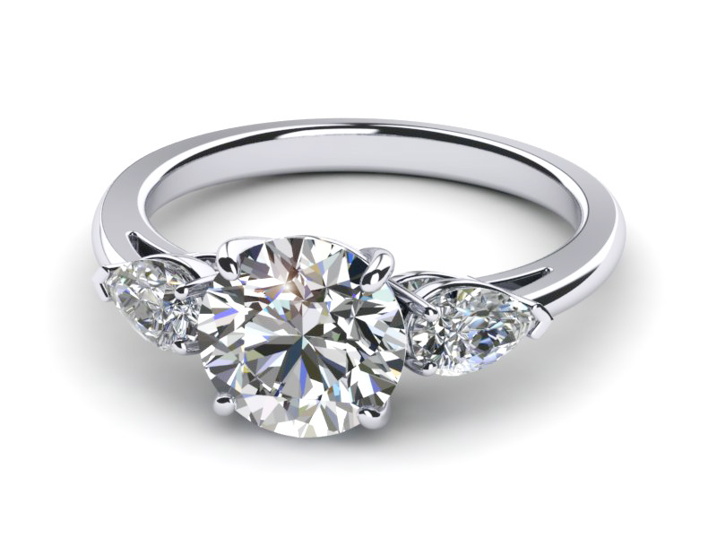 Platinum Pear Shaped Diamond Round Pear Cut Ring